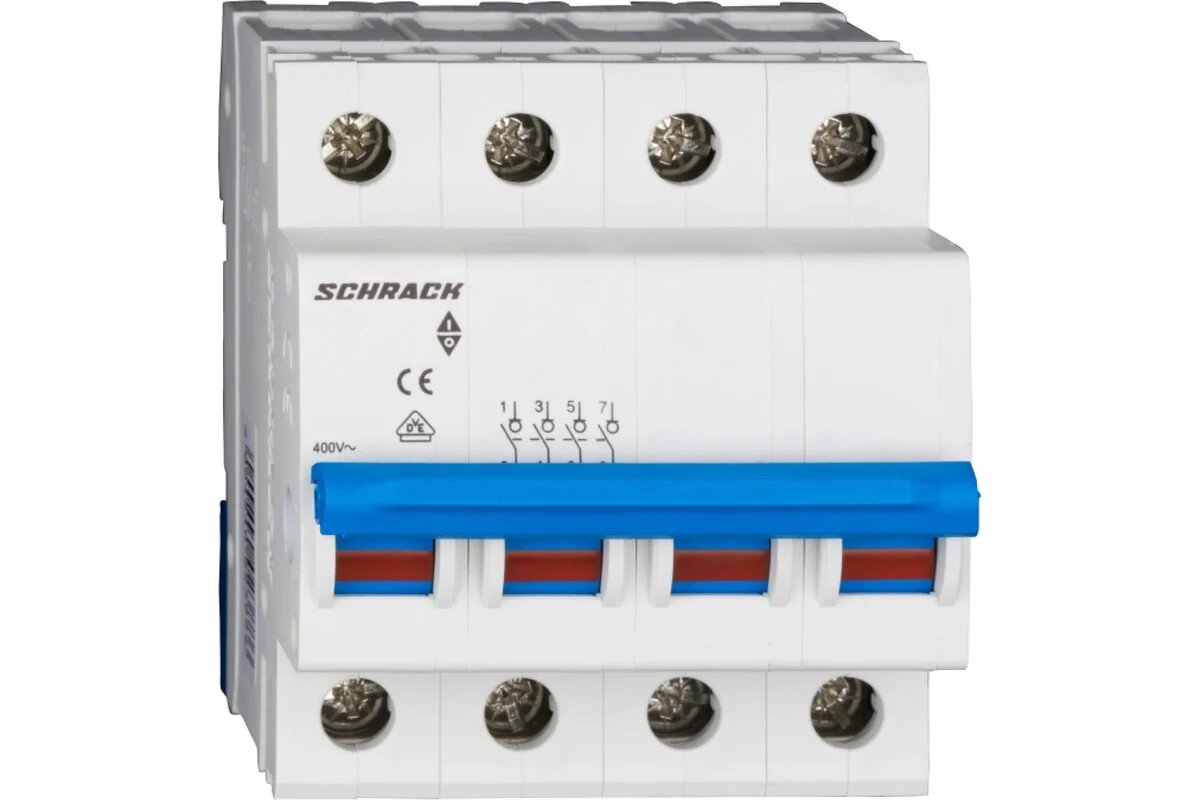 Автоматический выключатель Schrack Technik AMPARO 4P 63А белый модульный на DIN‑рейку IP20, номинальное напряжение 220 В, отключающая способность 10 кА