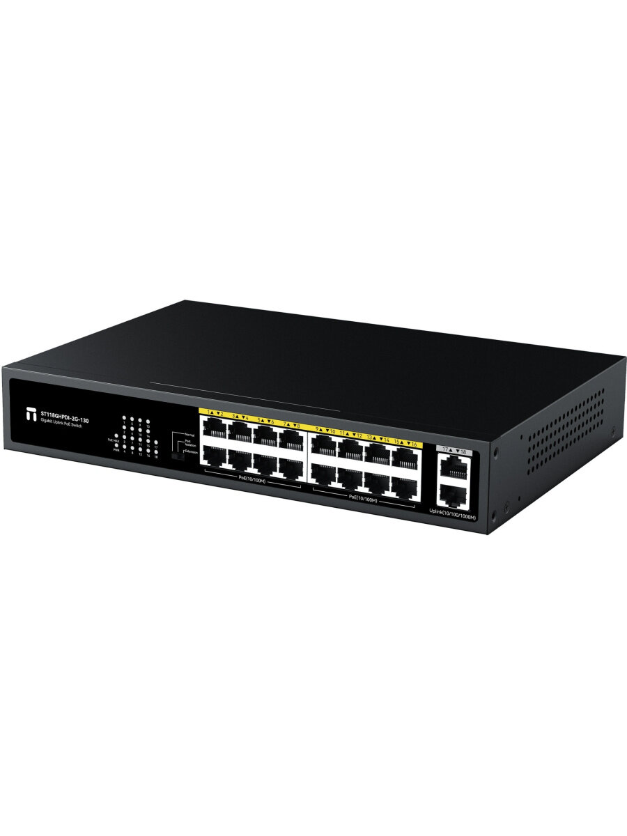 Коммутатор Netis ST118GHPDI-2G-130 16x100Мбит/с 2x1Гбит/с 16PoE 130W неуправляемый