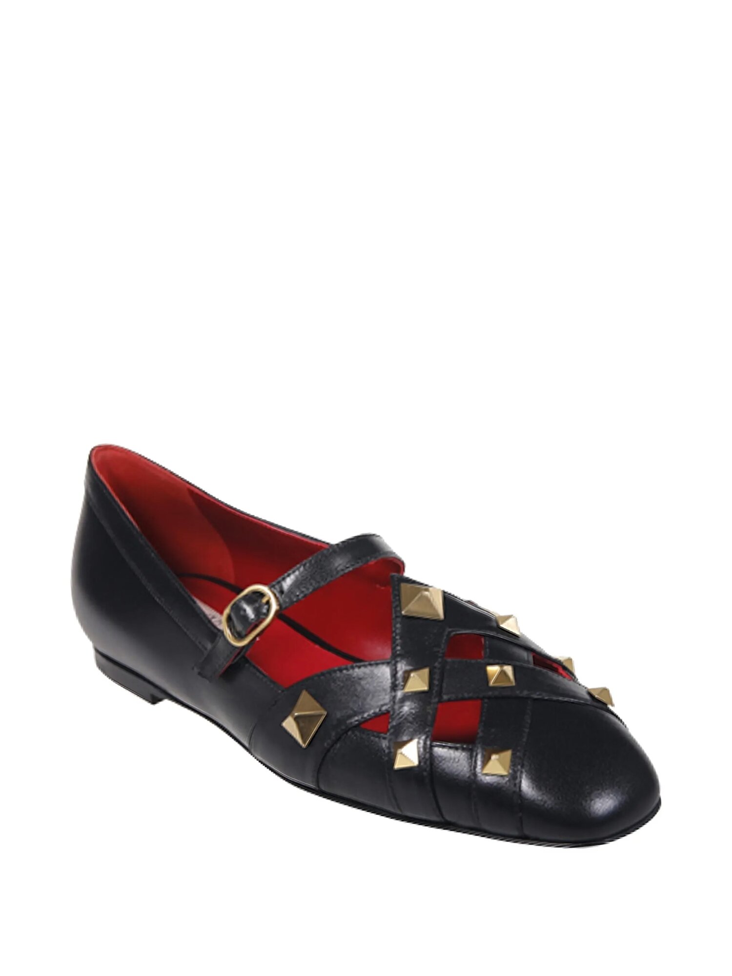 Балетки Valentino Studded strappy ballet flats, размер 36, черный — фото 1