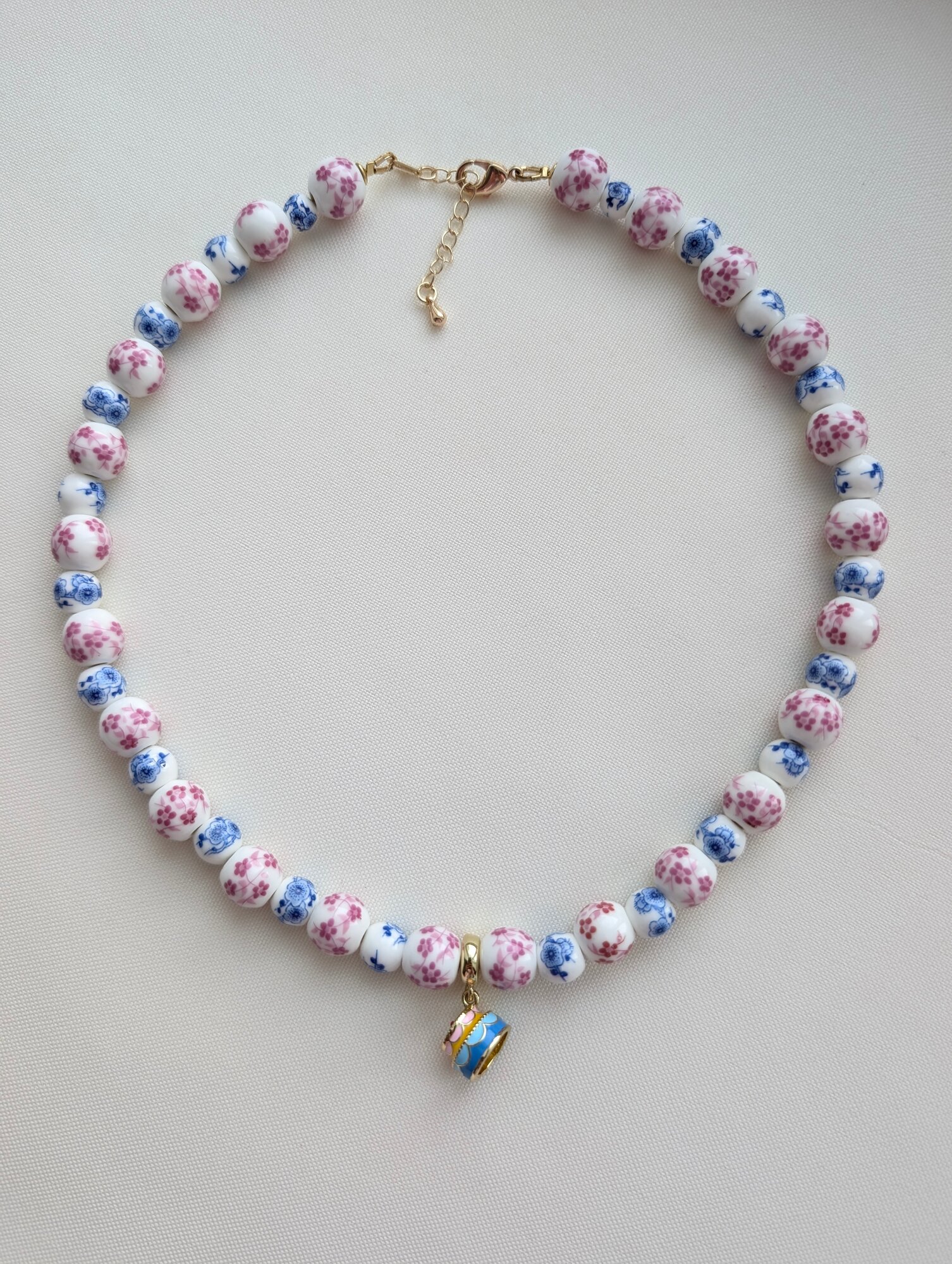 Бусы LAVANDER bijou, длина 46 см, голубой, белый, желтый — фото 1