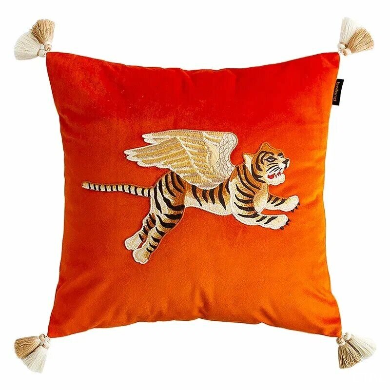 Medicci декоративные наволочки бархат Fly Tiger оранжевый 50x50 см