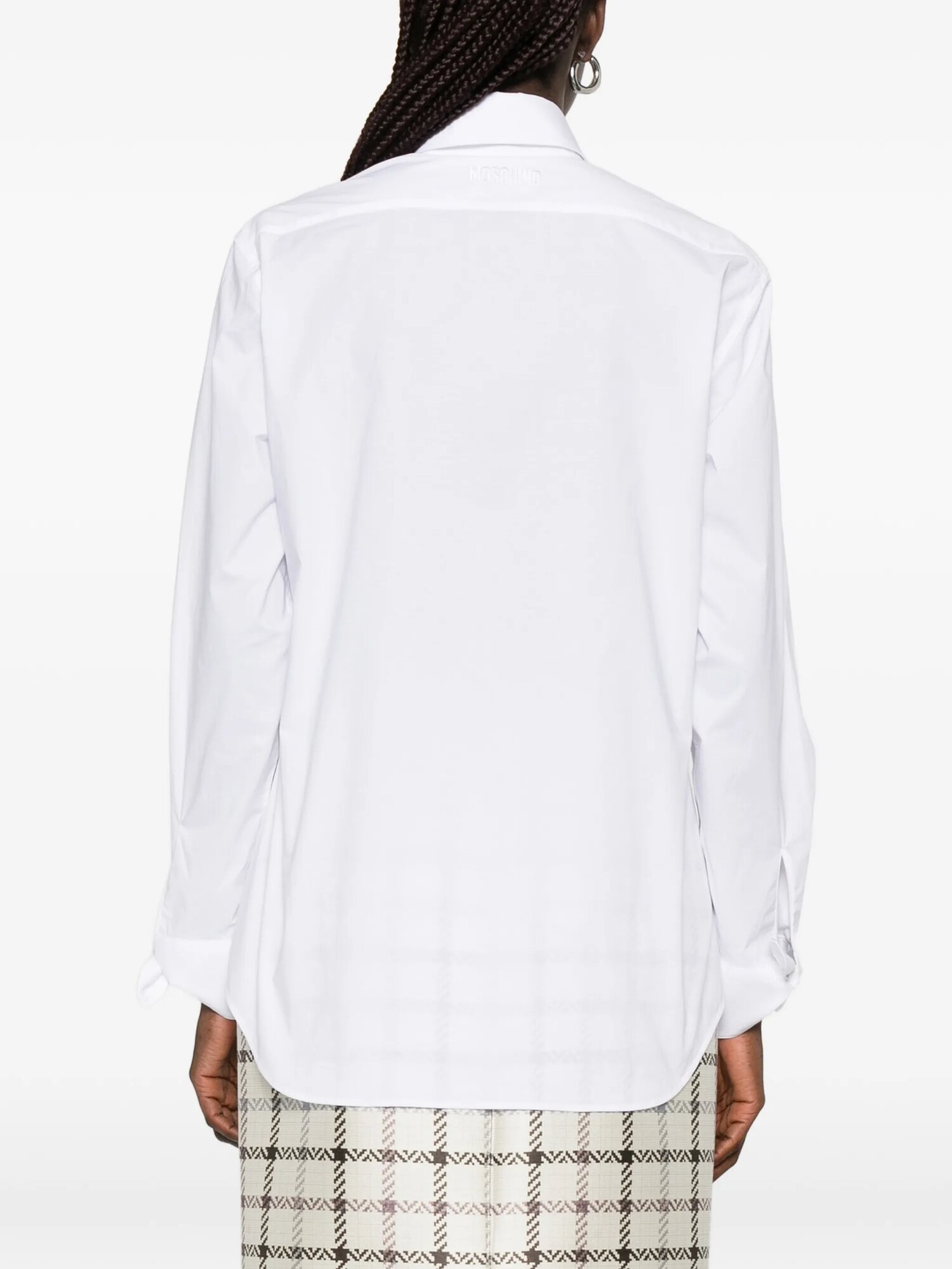 Рубашка MOSCHINO Bow-detail shirt, размер 40, бежевый/белый — фото 1