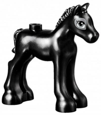 Деталь Lego 11241pb03 Horse, Friends, Foal with Dark Bluish Gray and White Eyes with 2 Eyelashes Pattern