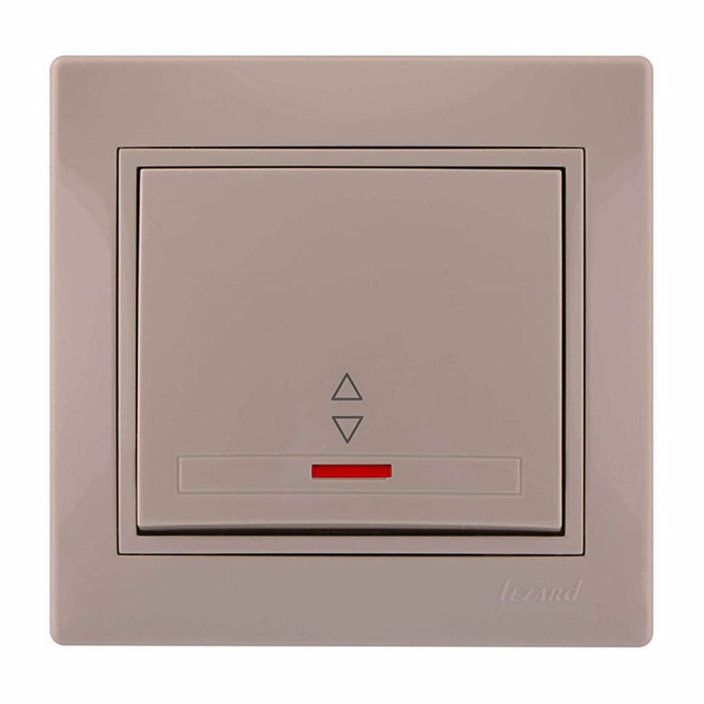 Выключатель Lezard Mira одноклавишный проходной скрытой установки с подсветкой, керамика, кремовый, 701-0303-114