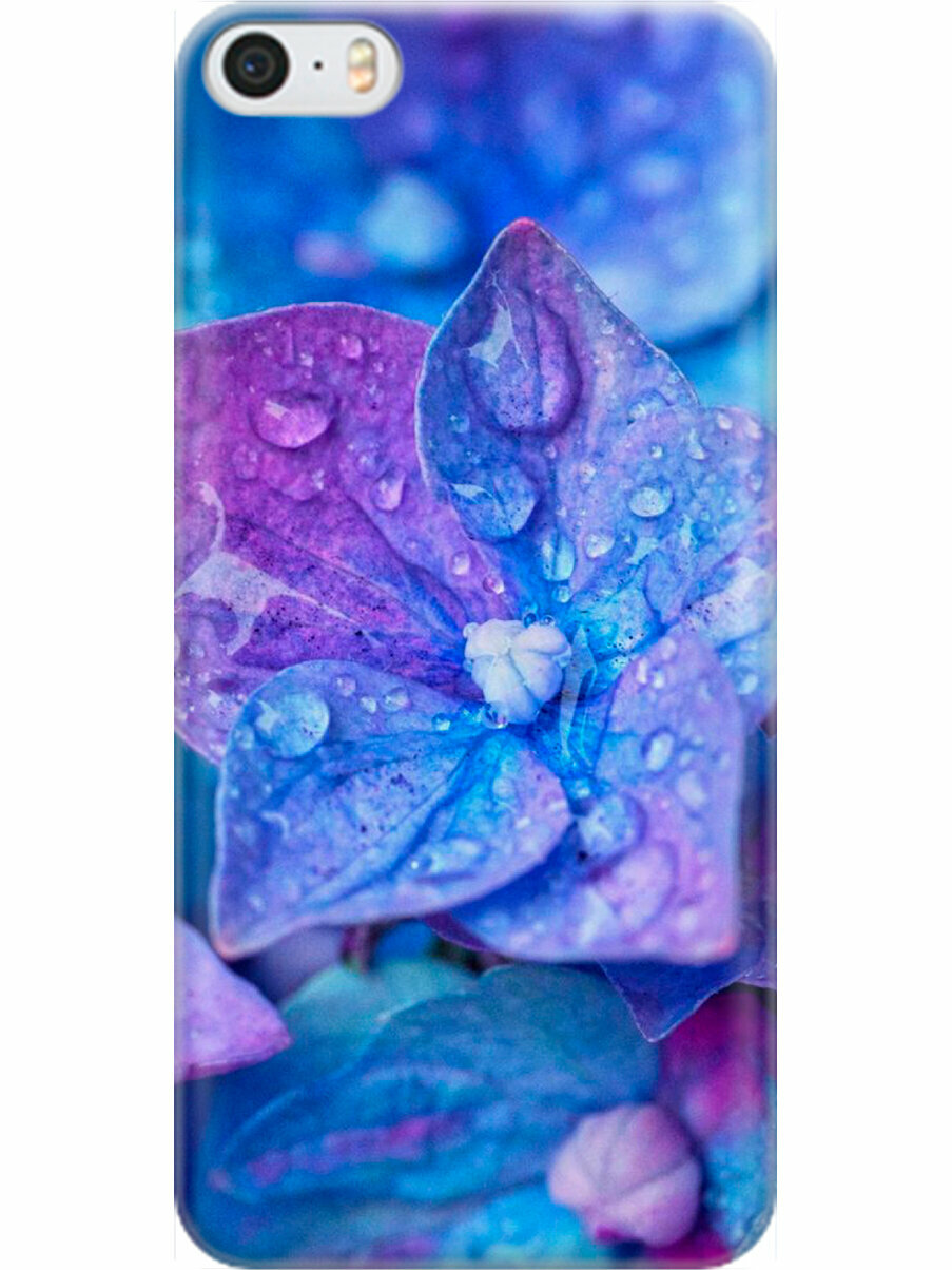 Силиконовый чехол на Apple iPhone SE / 5s / 5 / Эпл Айфон 5 / 5с / СЕ с рисунком "Голубой цветочек"