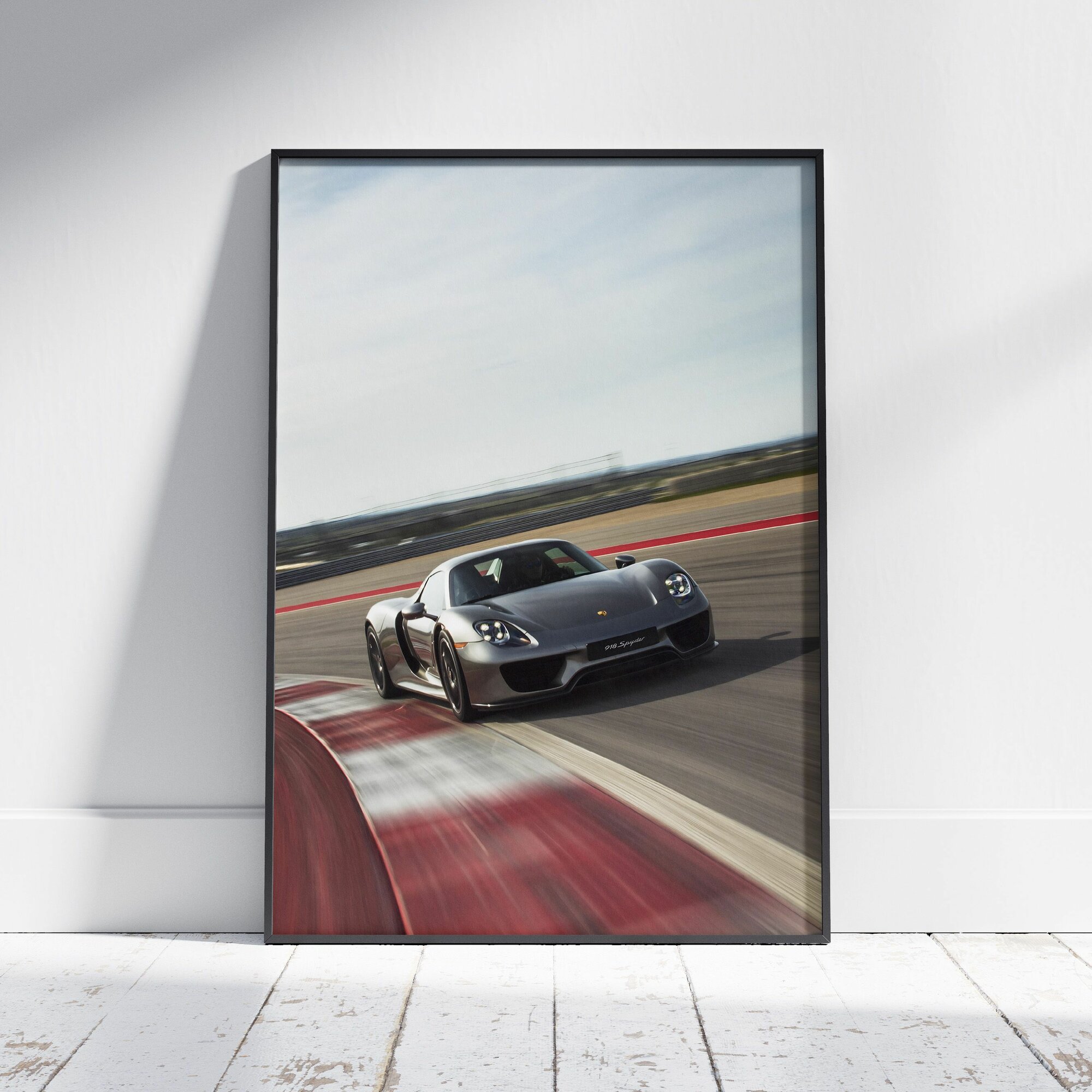 Плакат на стену для интерьера Культовые машины (Porsche 918 Spyder 9) - Постер по легендарным и классическим ретро автомобилям формата А4 (21x30 см)
