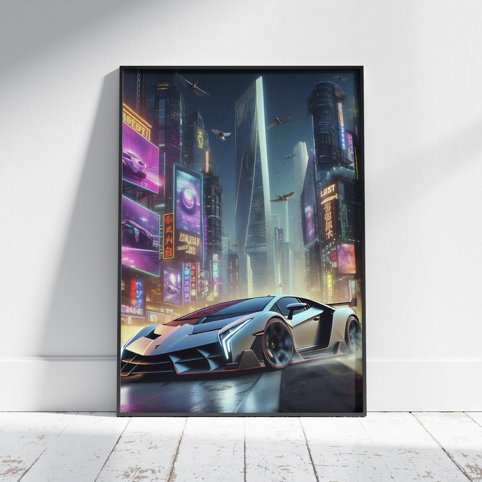 Плакат на стену для интерьера Спорткар (Lamborghini Veneno Roadster 4) - Постер по спортивным гоночным машинам автомобилям формата А4 (21x30 см)
