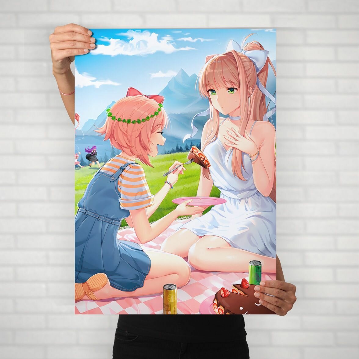 Плакат на стену для интерьера Литературный клуб Доки Доки (DDLC - Моника и Сайори 2) - Постер по игре визуальной новелле формата А2 (42x60 см)