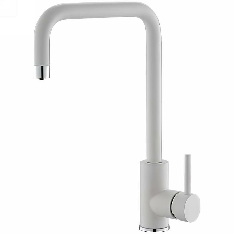Смеситель для кухни Alveus Dual 1139810 белый, с краном для питьевой воды, рычажный, латунь