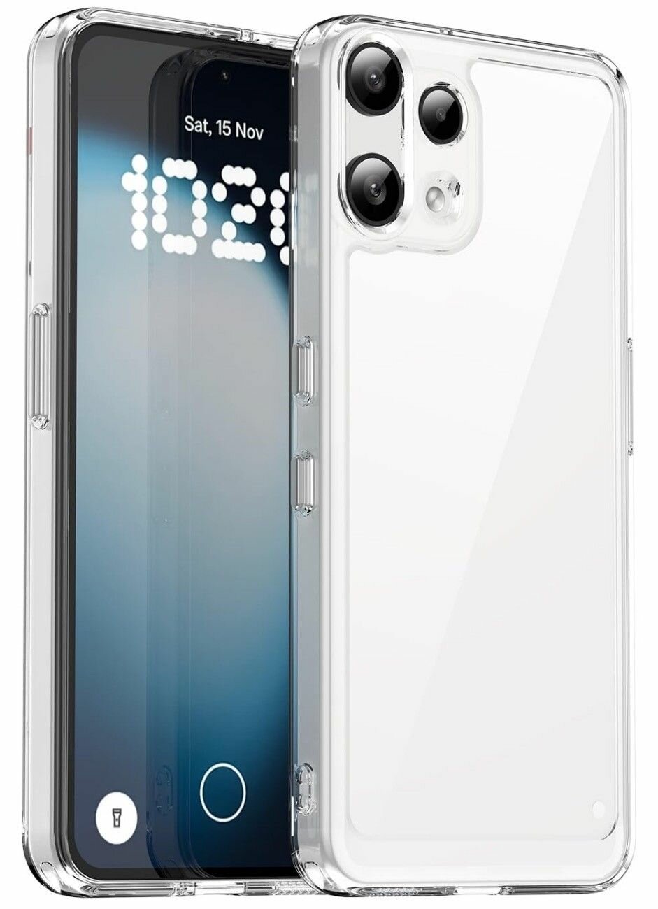Чехол на Nothing Phone 3a Lite пластиковый с силиконовой окантовкой прозрачный