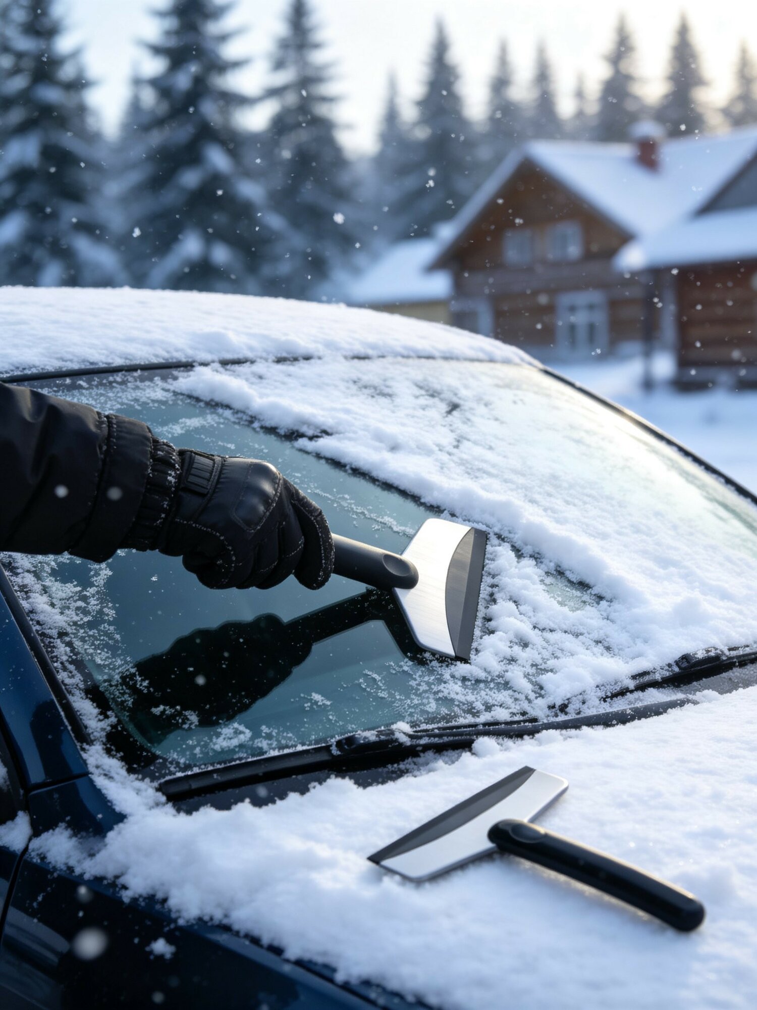 Автомобильный скребок 17 см с металлическим лезвием, набор 2 шт для быстрой очистки снега и льда с ABS корпусом и эргономичной ручкой