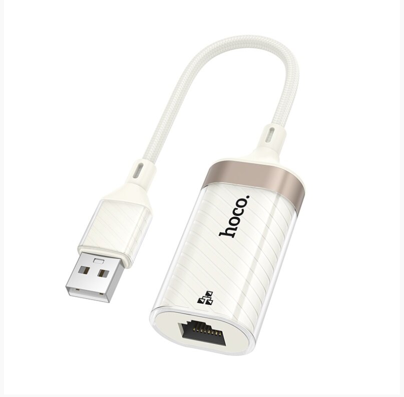 Переходник/Адаптер для интернета HOCO UA41 Crystal, USB-A (m) to RJ45 (f), OTG, 100 Mbps, 15 см, Apricot