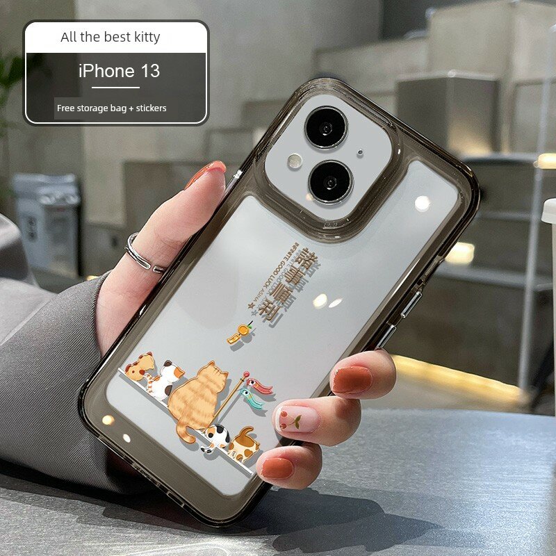 Прозрачно-черный чехол для iPhone 16 Pro с сумкой и наклейками для Apple iPhone 16 Pro