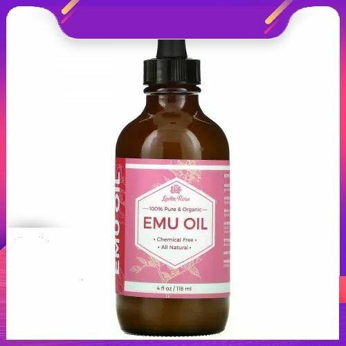 Leven Rose, На 100% чистое и органическое масло эму, 118 мл (4 жидких унции)