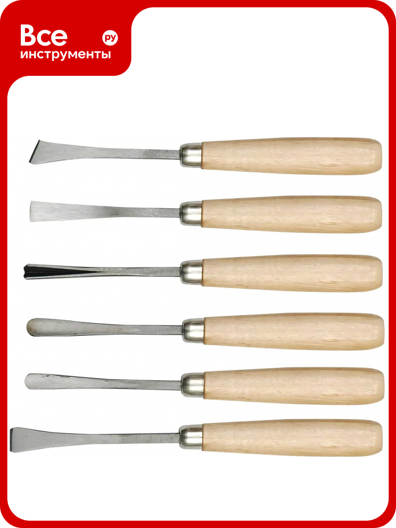 Набор фигурных стамесок для резьбы по дереву TOYA 6 шт. 25700