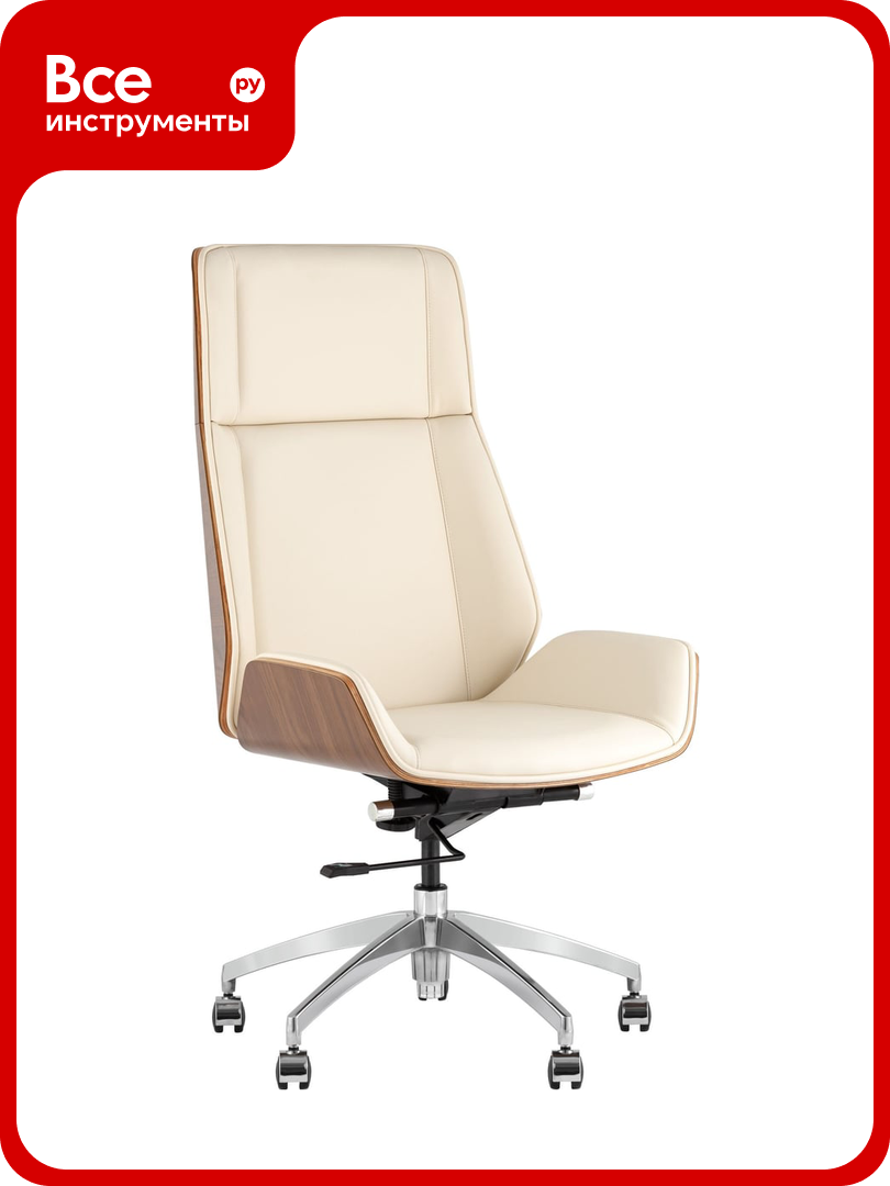Кресло руководителя Стул Груп TopChairs Crown SN, бежевый A312 8383-1 walnut back