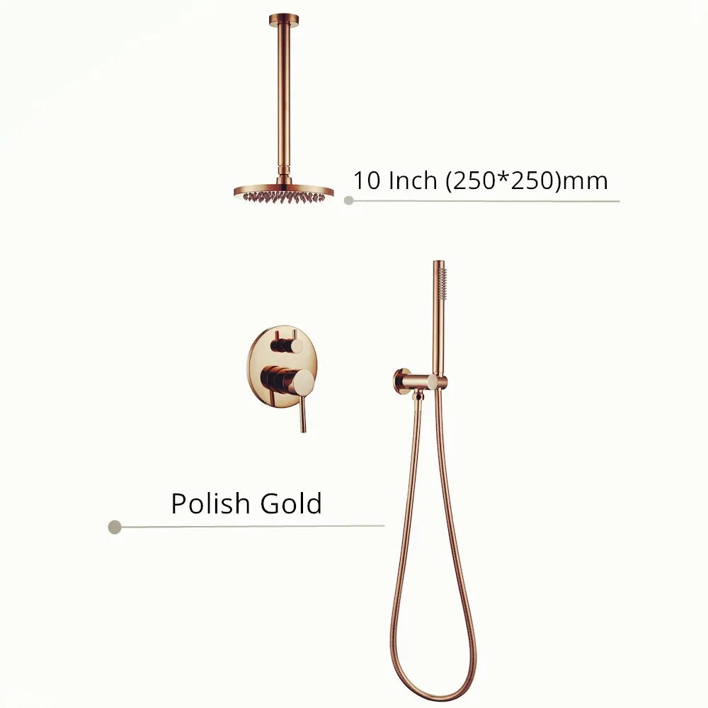 Система черной души Комплект раковины для ванной смеситель переключатель кран Бронза Потолочный или настенный рукав Ручная душа с дождевым насадком 8-16 дюймов - Потолочный монтаж-10