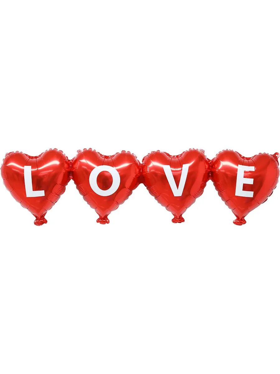 Шар Гирлянда (39'/99 см) Сердце, LOVE, Красный, 1 шт. в уп.