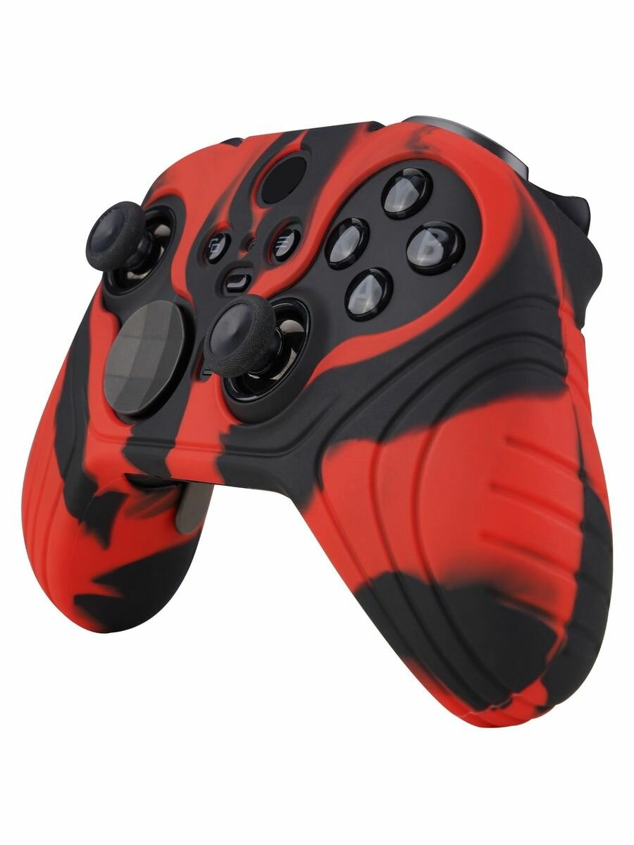PlayVital Чехол силиконовый для Xbox Elite Series 2 Core, антискользящий, серия Samurai, Красно-черный