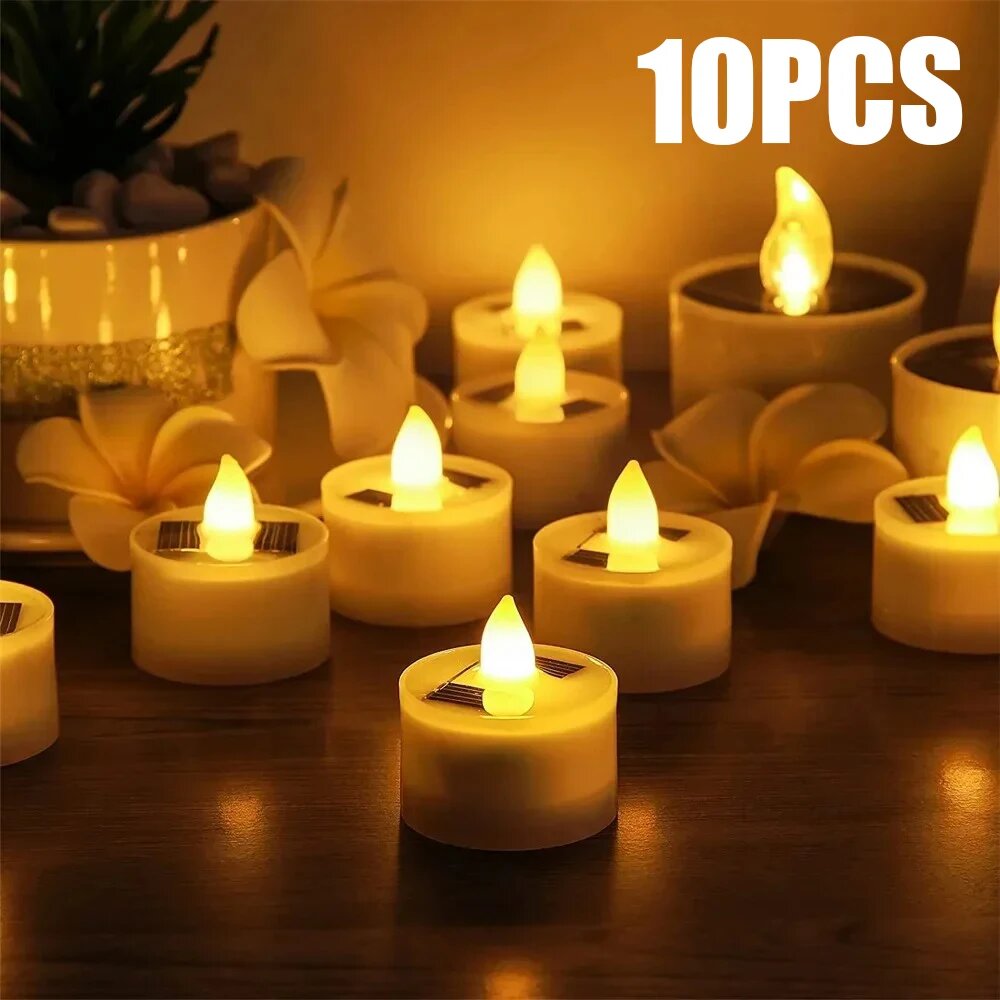 Солнечные фонарики-свечи LED Warm-8pcs, водонепроницаемые