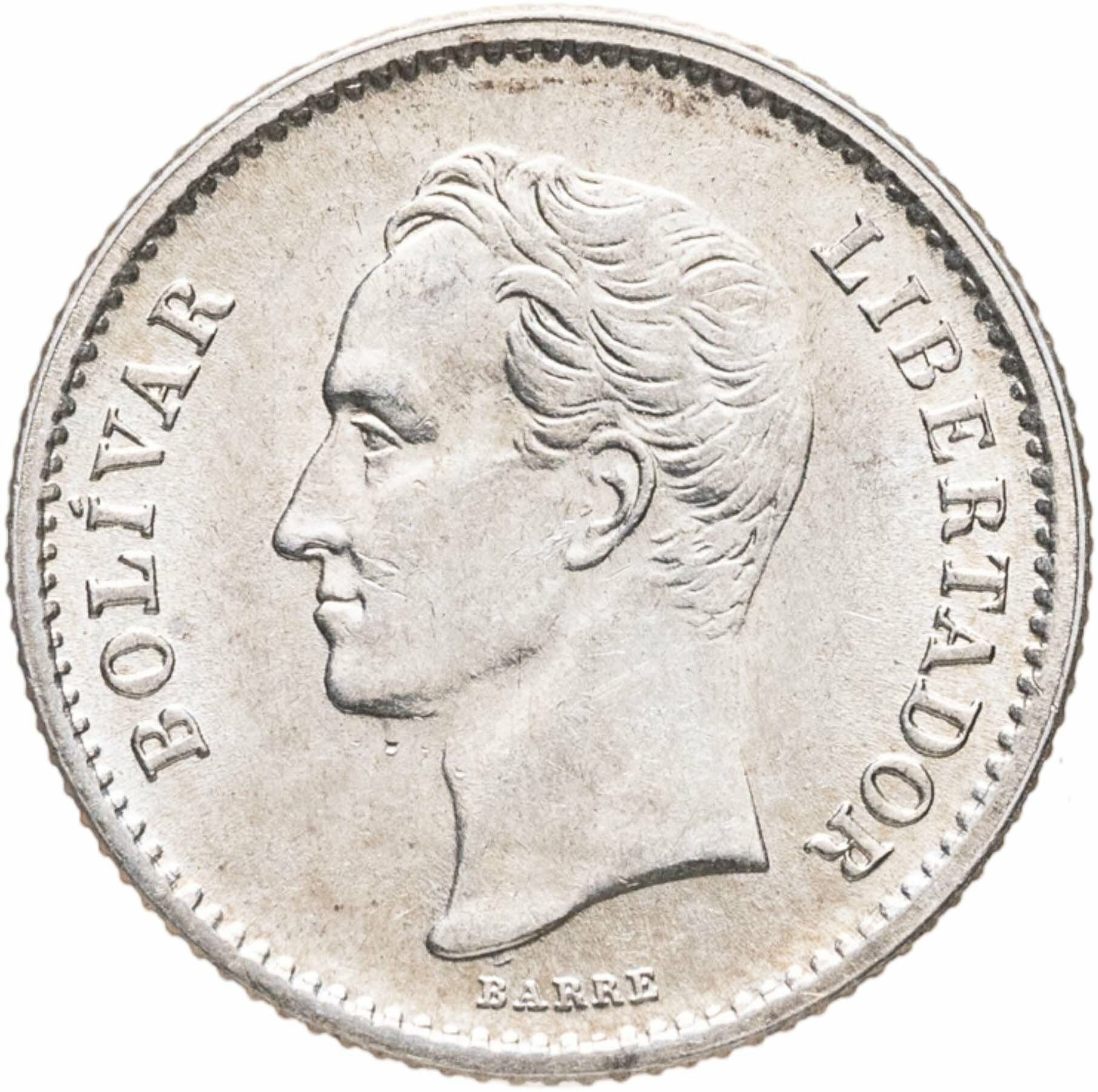 Венесуэла 1/4 боливара bolivar 1945, Серебро 835, в сохранности AU-UNC
