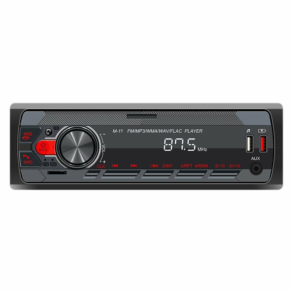 Автомобильный MP3-плеер M11 с Bluetooth 5.0, картридером и цветной подсветкой, FM 87.5–108MHz, USB/AUX, RCA зарядка