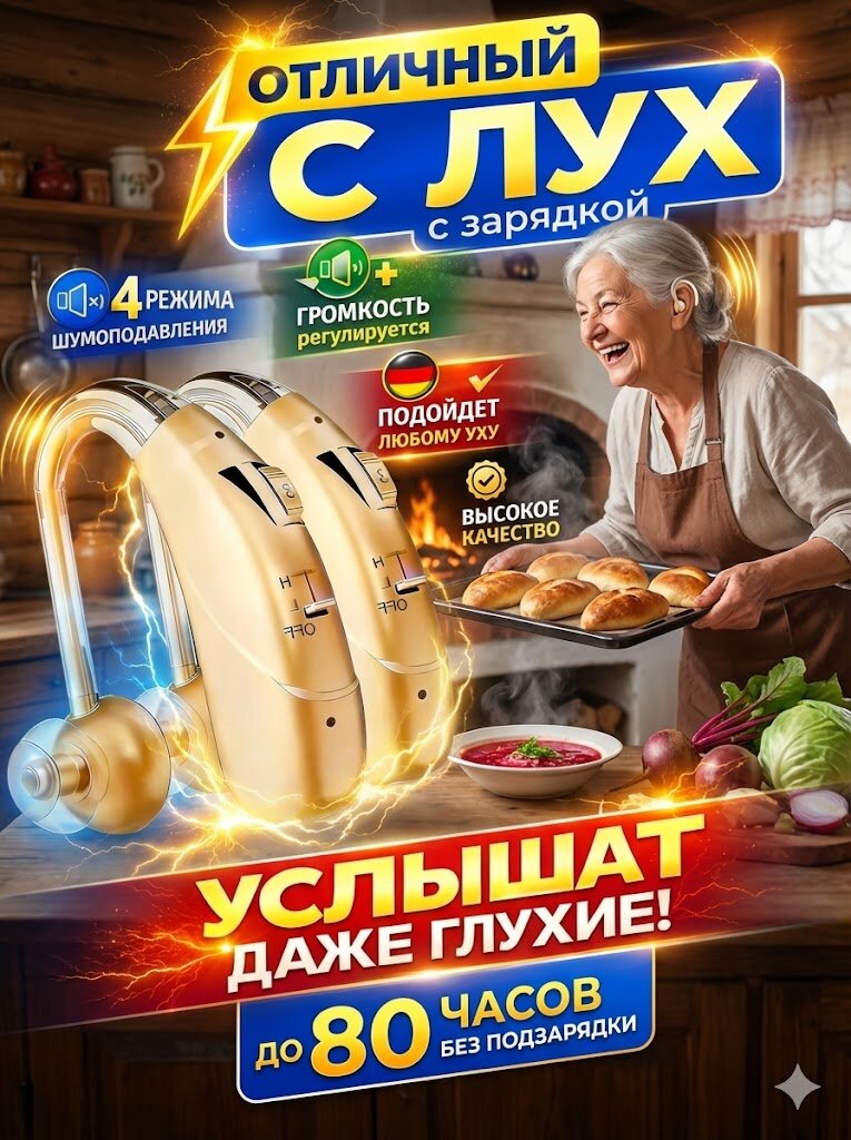 Накладной слуховой прибор с зарядным устройством для пожилых и взрослых