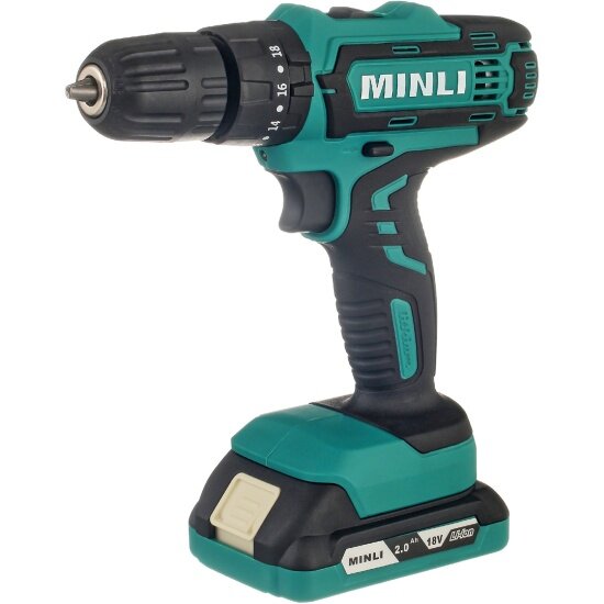 Minli Аккумуляторная ударная дрель-шуруповерт 10мм. 25N. m Li-ion 18Vx2 / DC103.3-2.0A /