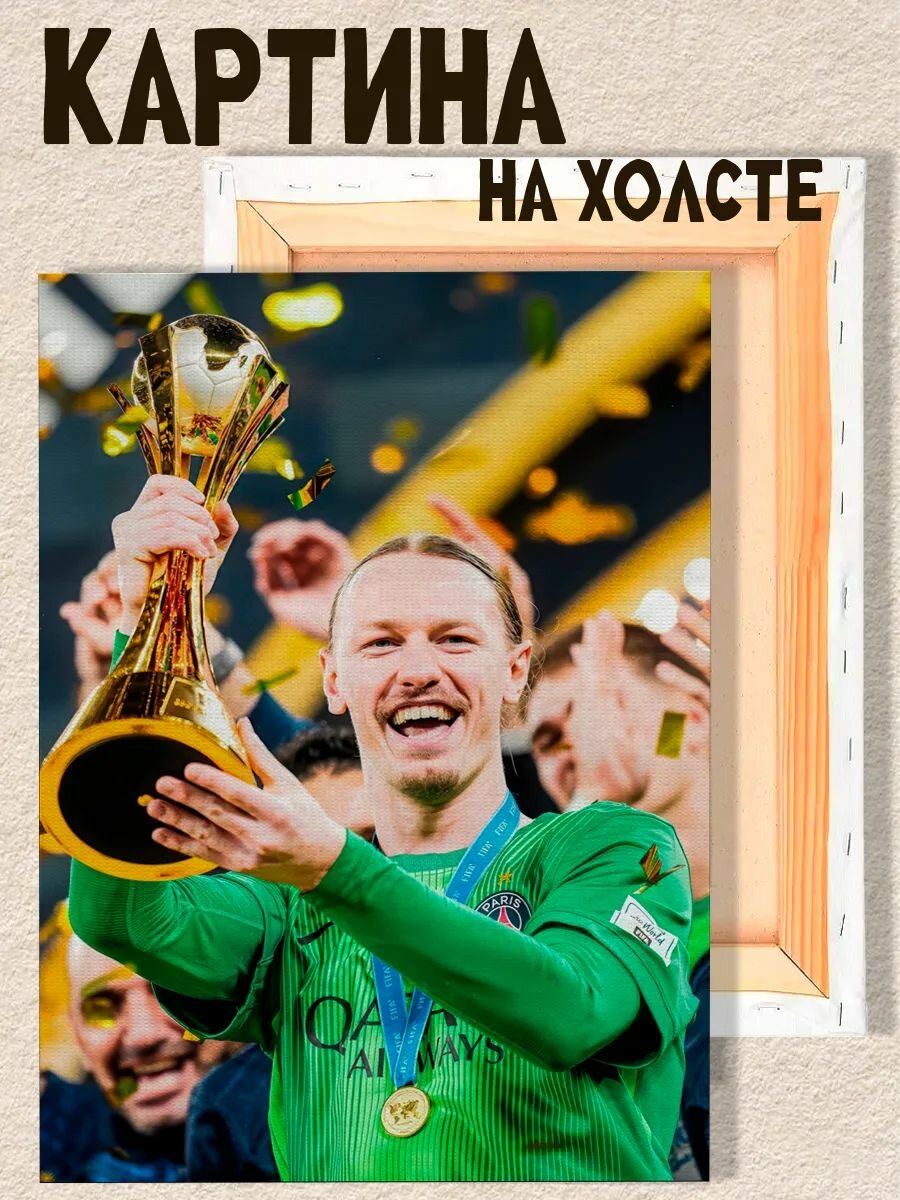 Картина на стену Сафонов футболист, на подрамнике, 1шт, 25х17 размер.