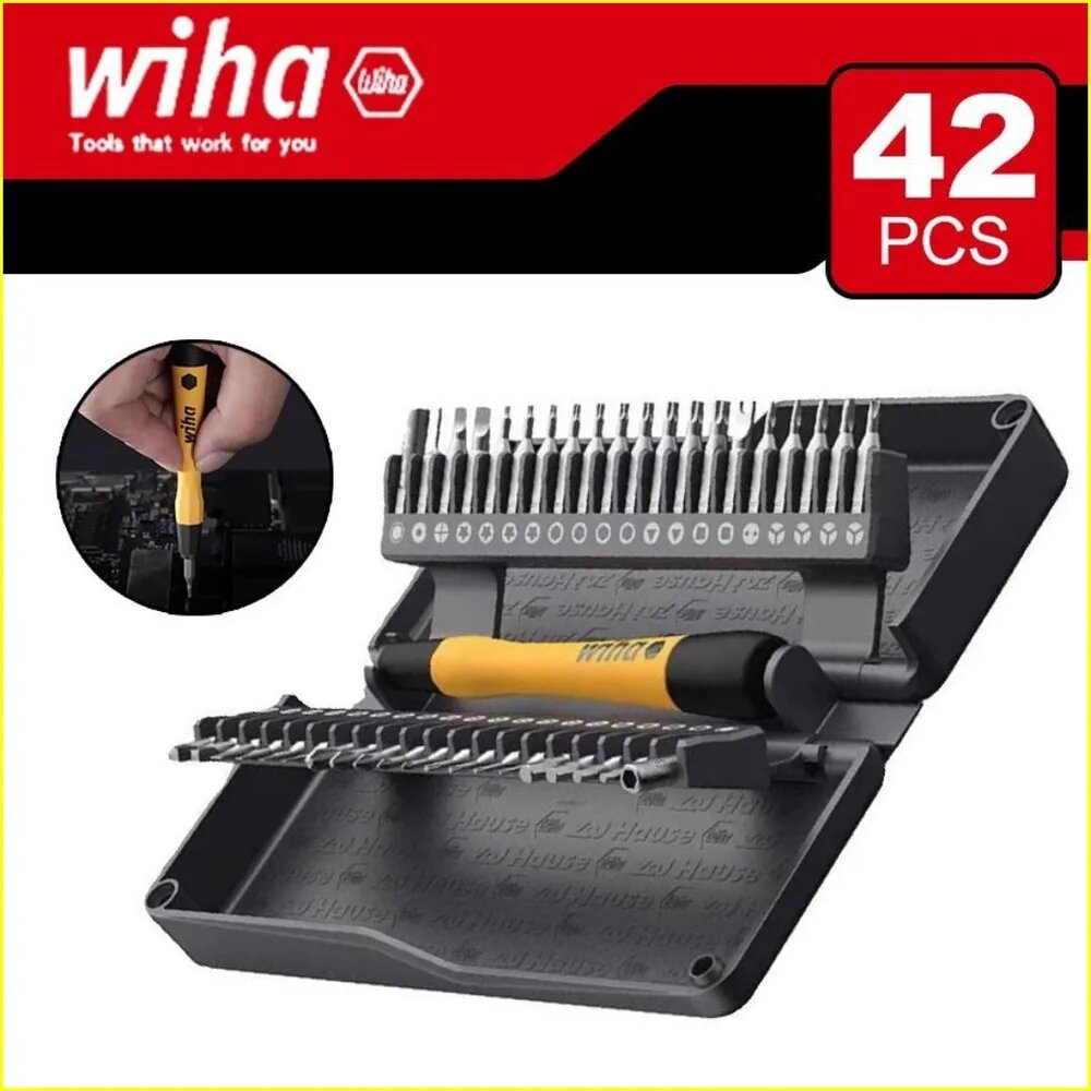 Wiha Zai Hause 44624 40 in1 ESD Micro Precision Магнитная отвертка Набор бит с удлинителем Z6901C4