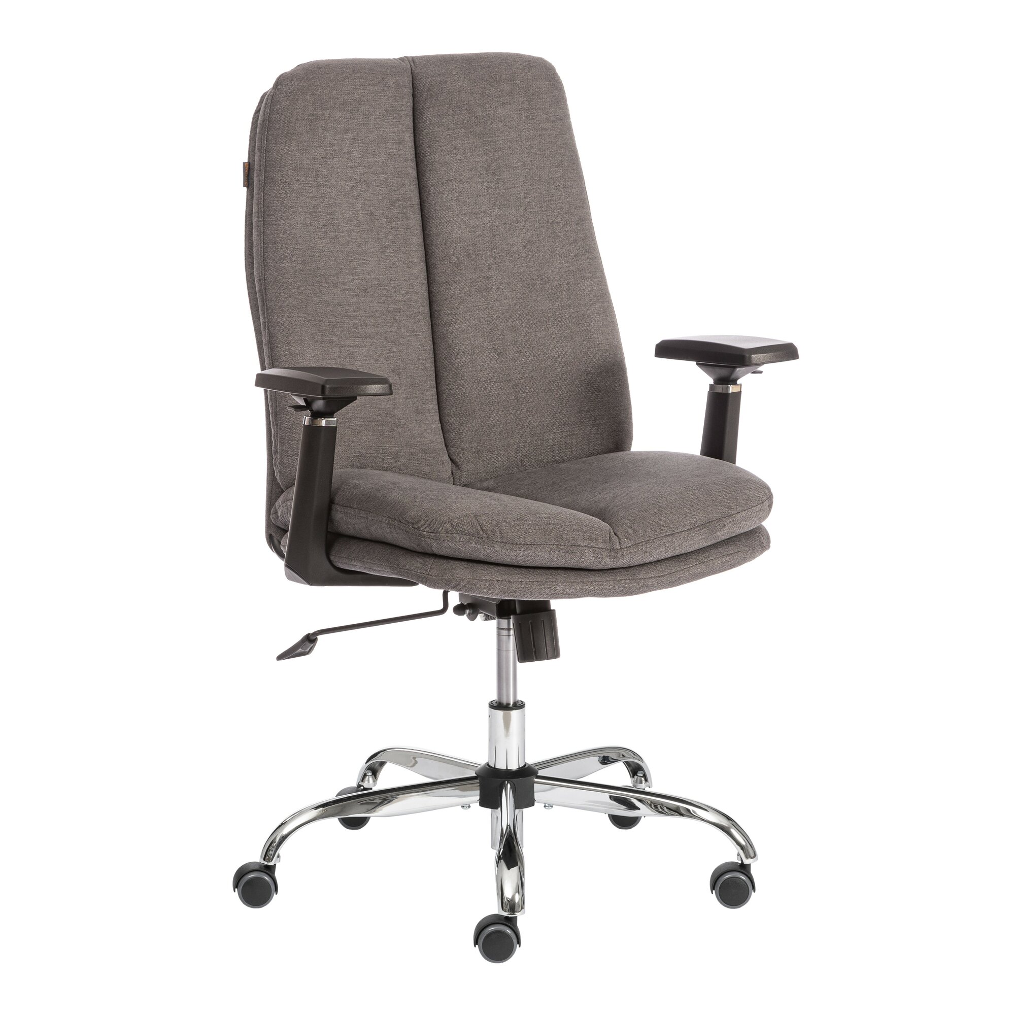 Кресло компьютерное офисное TetChair с 3Д подлокотниками, серая ткань, хром