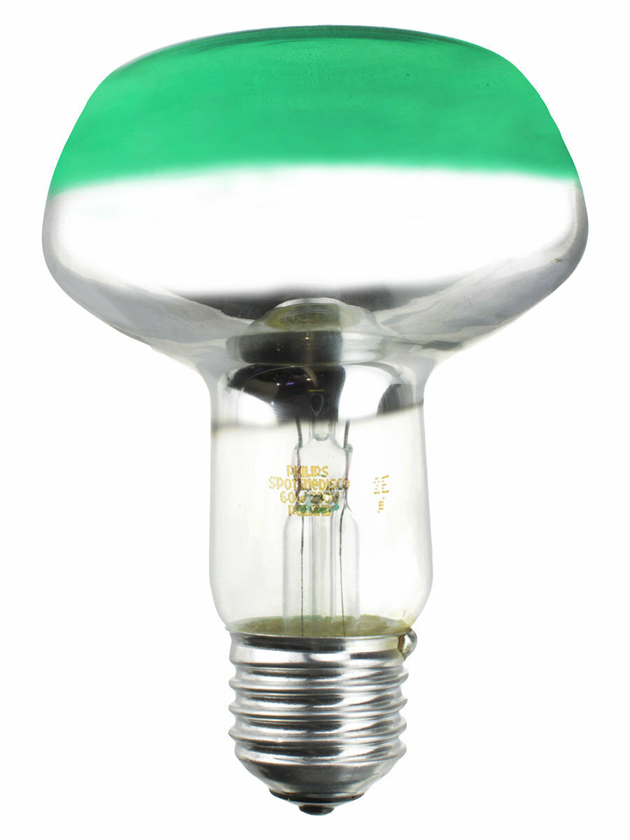Лампа накаливания 60W E27 ES NR80 220V Philips зеленый, зеркальный, форма гриб, декоративная