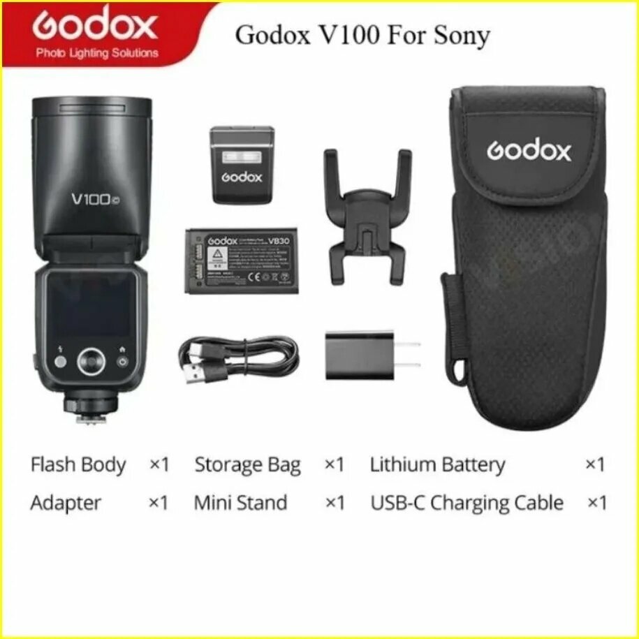 Вспышка Godox V100, для Sony, круглая головка, беспроводная передача