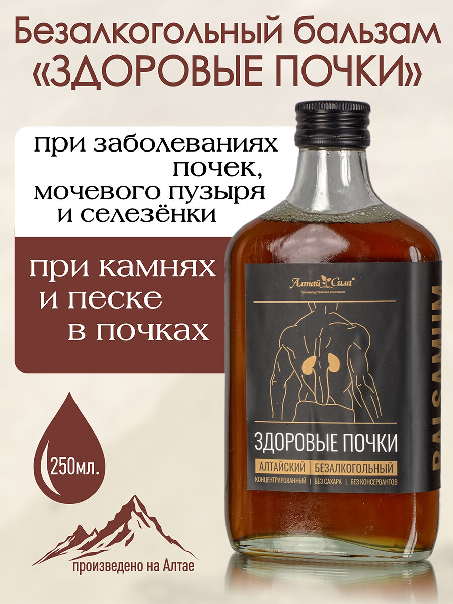 Бальзам безалкогольный Здоровые Почки ( 250мл ) при хронических пиелитах и циститах, мочекаменной болезни