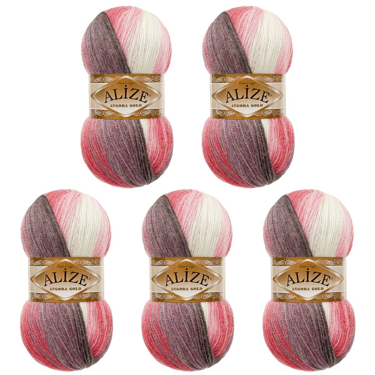 Пряжа для вязания Alize Angora Gold Batik 100г 550м (80% акрил, 20% шерсть) (1602 секционный), 5 мотков