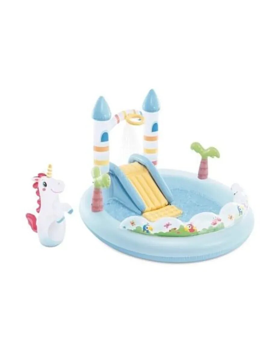Игровой комплекс Intex 56148 196х178х127см Замок единорога с разбрызгивателем и горкой, до 54кг