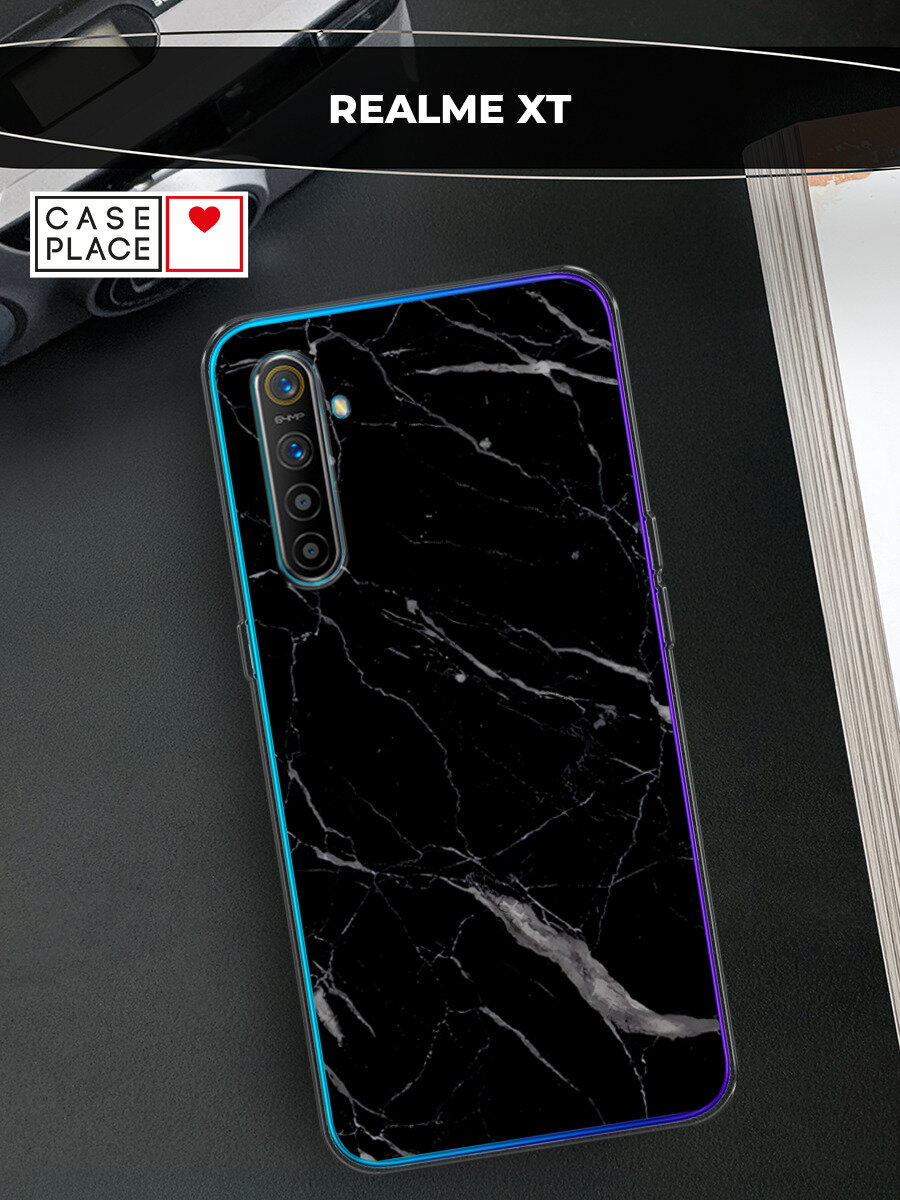 Чехол на Realme XT / Реалми XT с принтом Черный минерал