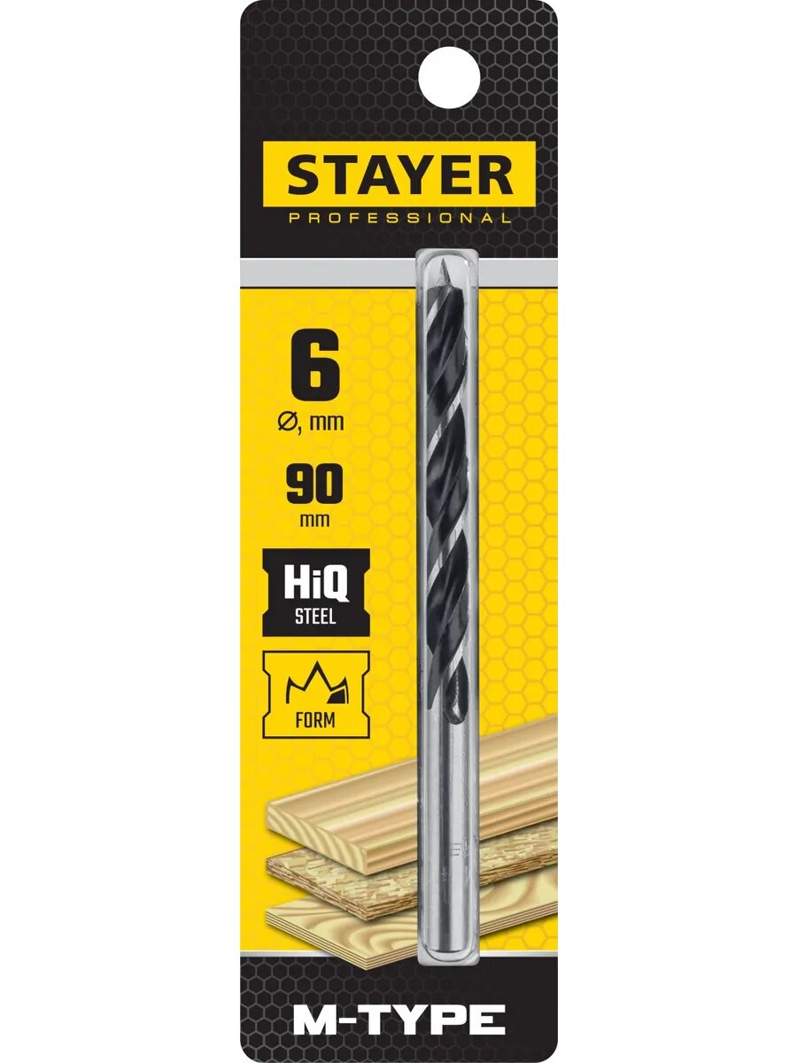 STAYER M-type, 6.0 x 90/50 мм, М-образная заточка, спир