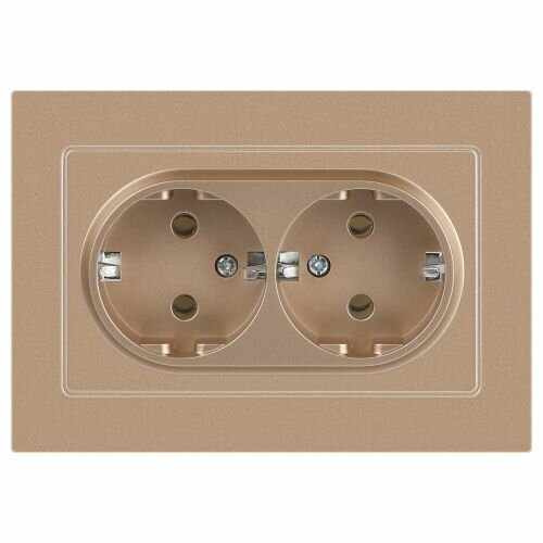 Розетка 2-м СП Accent 6-205-04 16А IP20 250В 2P+E Schuko AL/CU шампань Intro Б0063492