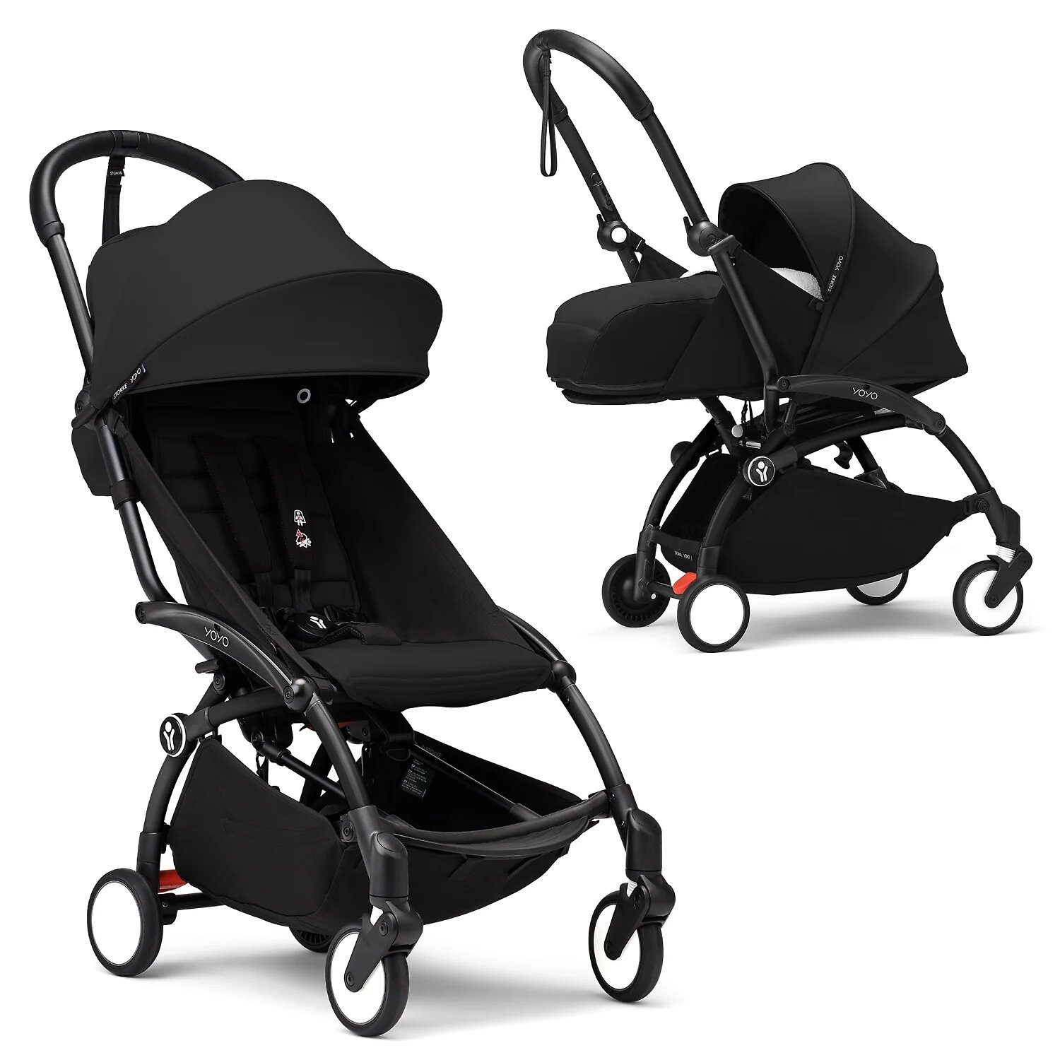 Детская коляска 2в1 Stokke YOYO 3 + Newborn Pack 0+, цвет Black / Black Frame (Чёрный / Чёрная рама)