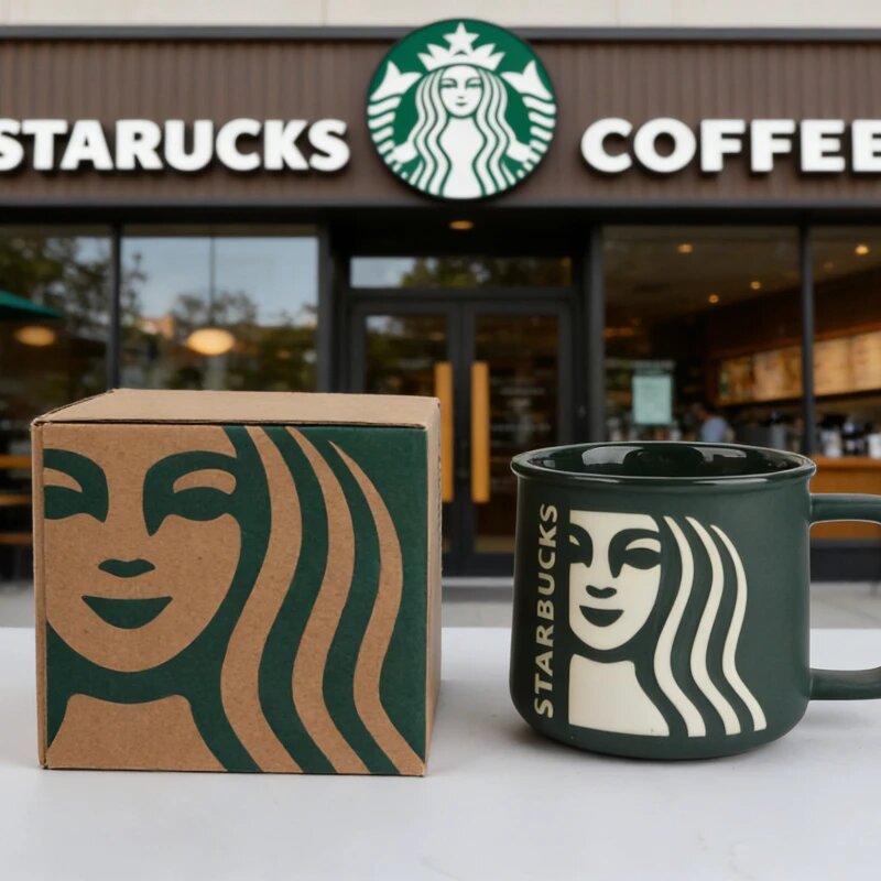 Кружка Starbucks 320 мл темно-зеленая керамическая