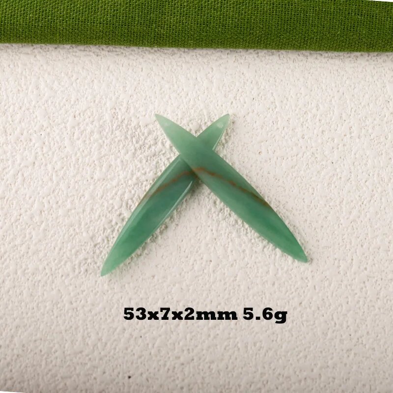 Серьги-маркизы из зеленого авантюрина, 53x7x2mm, 5.6g