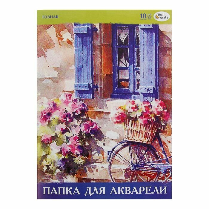 Папка для акварели А4, 10 листов, бумага спбф гознак 200 г/м