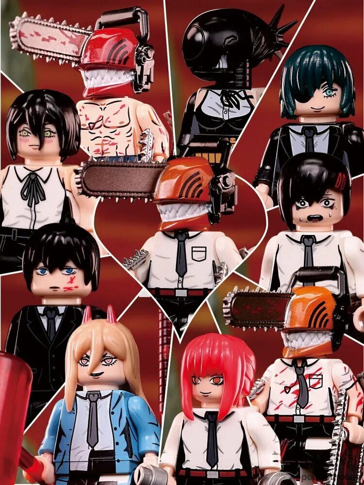 Человек-бензопила (Chainsaw Man) / Набор минифигурок аниме, 10 шт. / Игровые фигурки для коллекции / Новинка