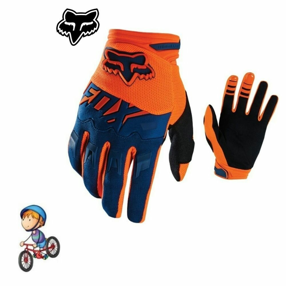 Детские многоцветные летние велосипедные перчатки 6-14 лет MTB fox gloves — для езды на горном велосипеде подросткам