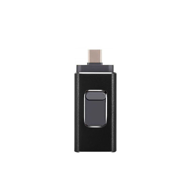 4-в-1 OTG USB флеш-накопитель, 128 ГБ, черный цвет, совместим с iPhone, Type-C, Android, USB, портативное хранилище