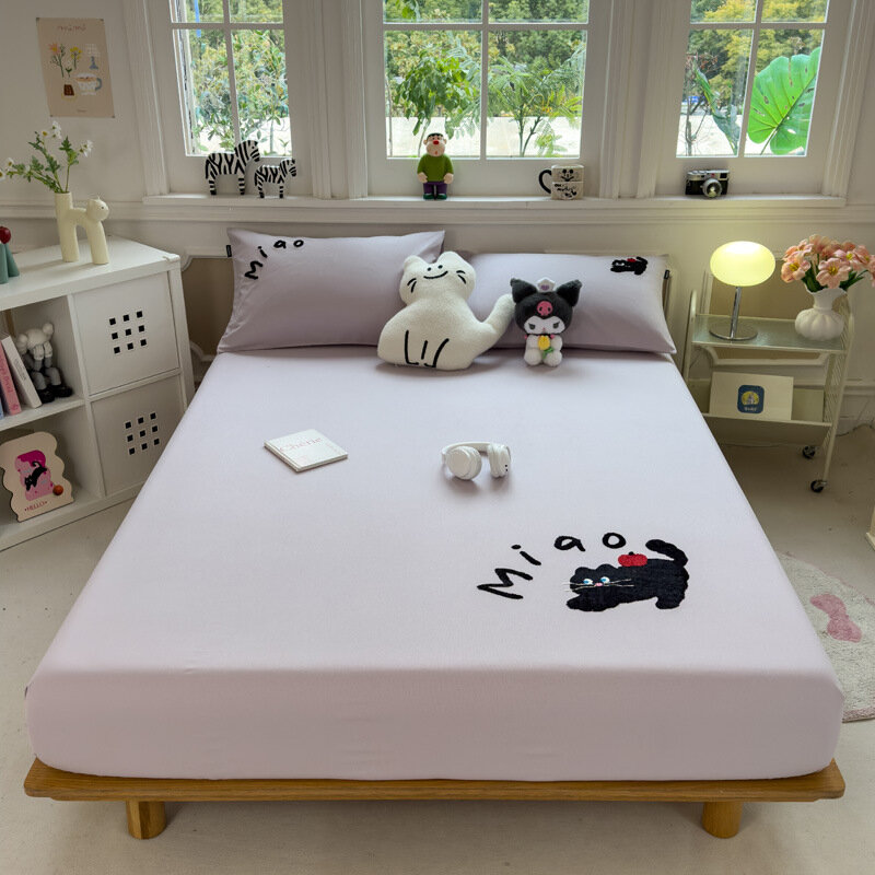 Lazy Cat 150x200cm однотонный хлопковый бедскрет для кровати, мягкая дышащая ткань