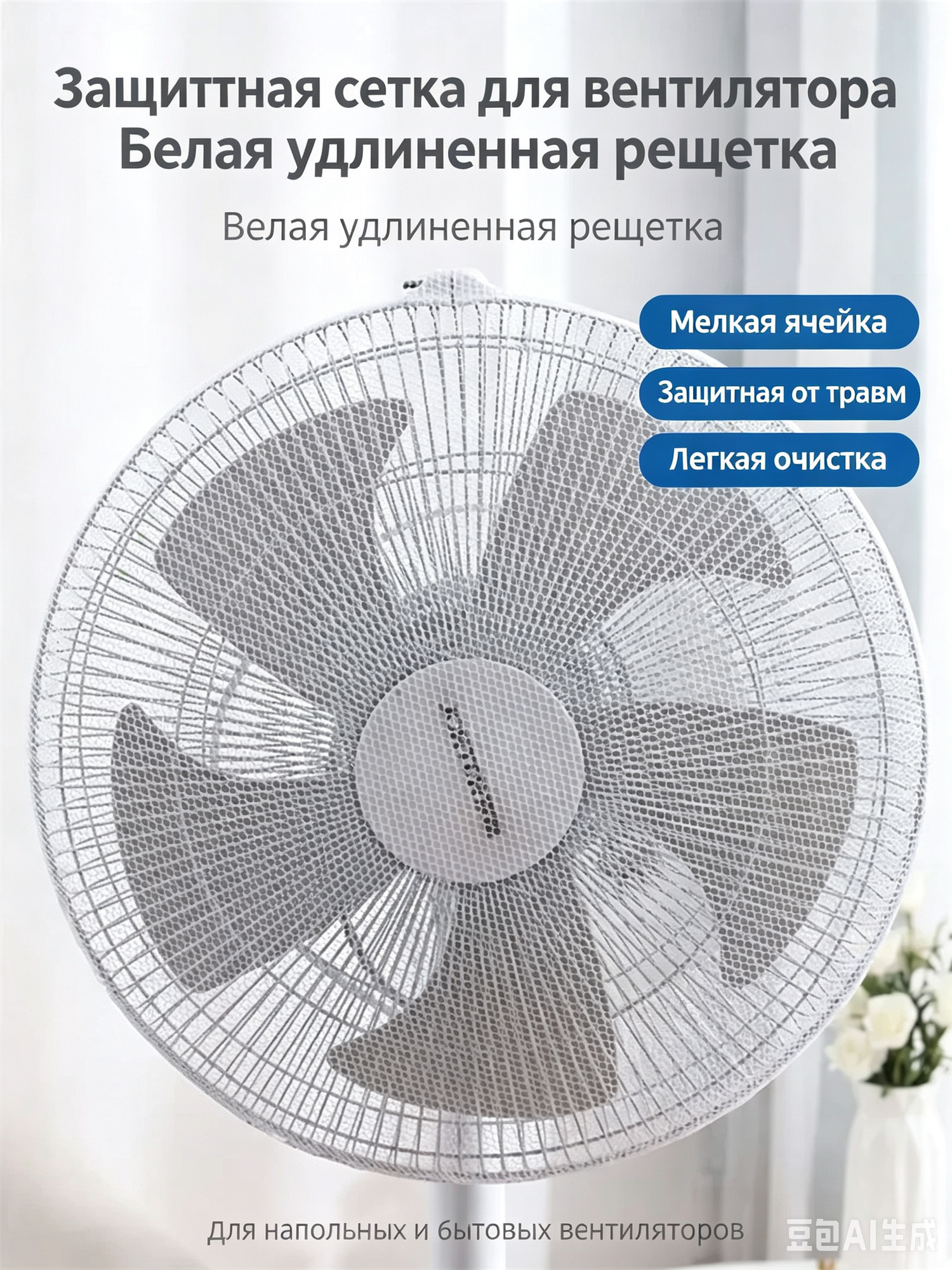 Белая защитная решетка для вентилятора удлиненной конструкции, безопасный экран от травм