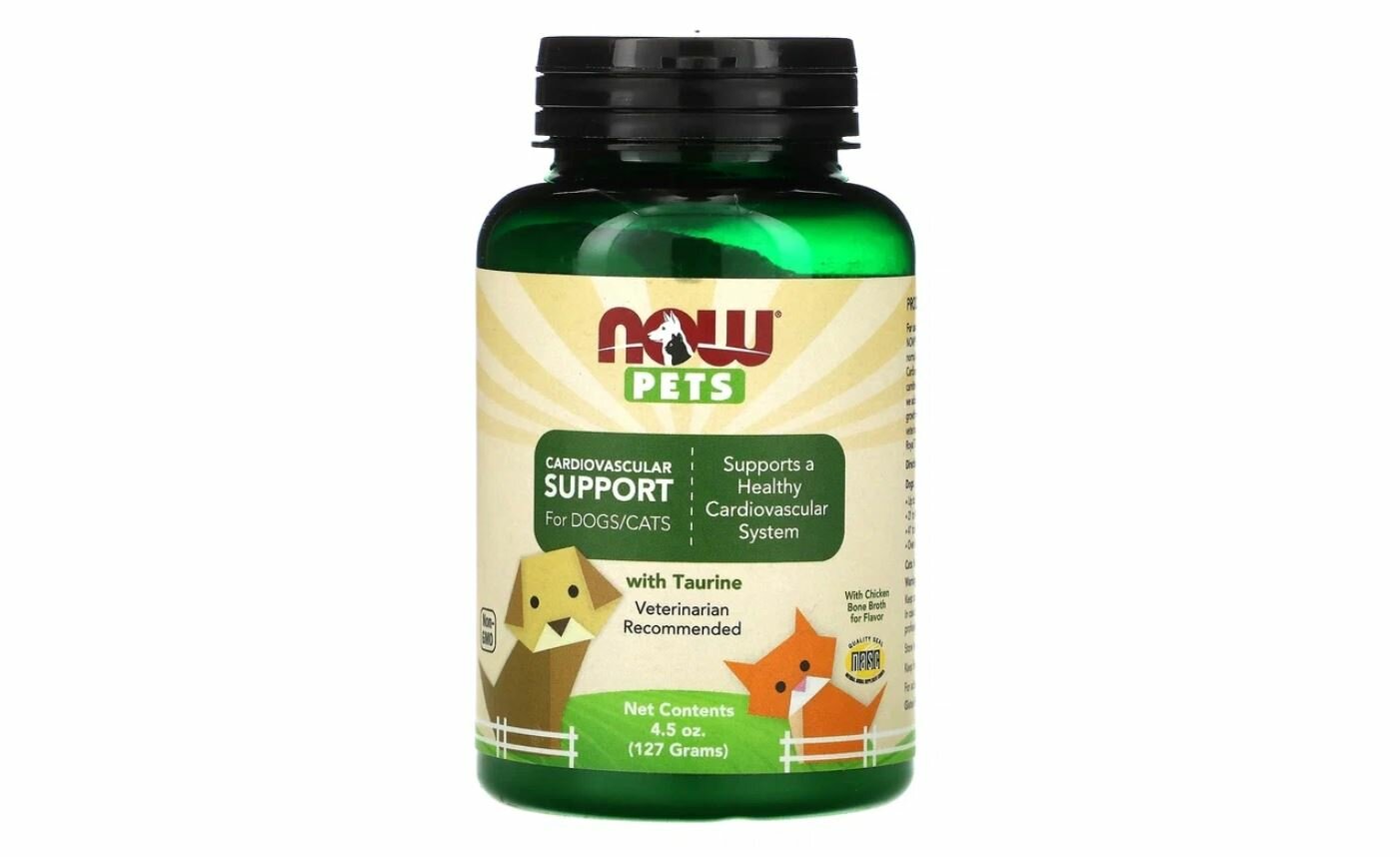 NOW Pets, Cardiovascular Support, Добавка для кошек и собак для поддержки сердечно-сосудистой системы,127 г