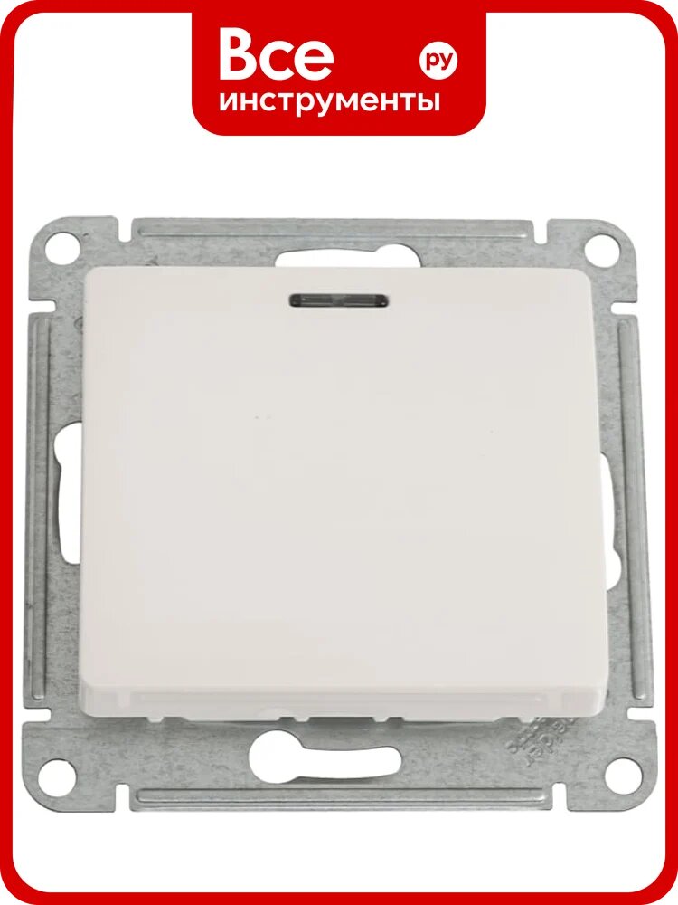 Переключатель Systeme Electric Glossa Молочный 1-клавишный с подсветкой, сх.6а,10AX